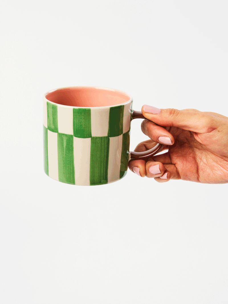 BLOOMIE GREEN CHECK MUG – Jones & Co